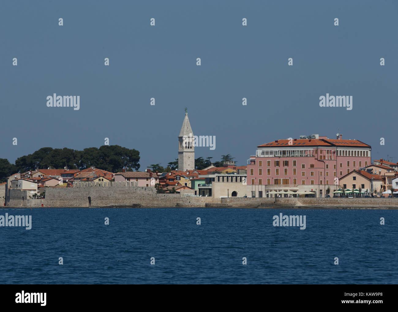 View of the town with St Pelagius church, Novigrad, Croatia Stock Photo ...