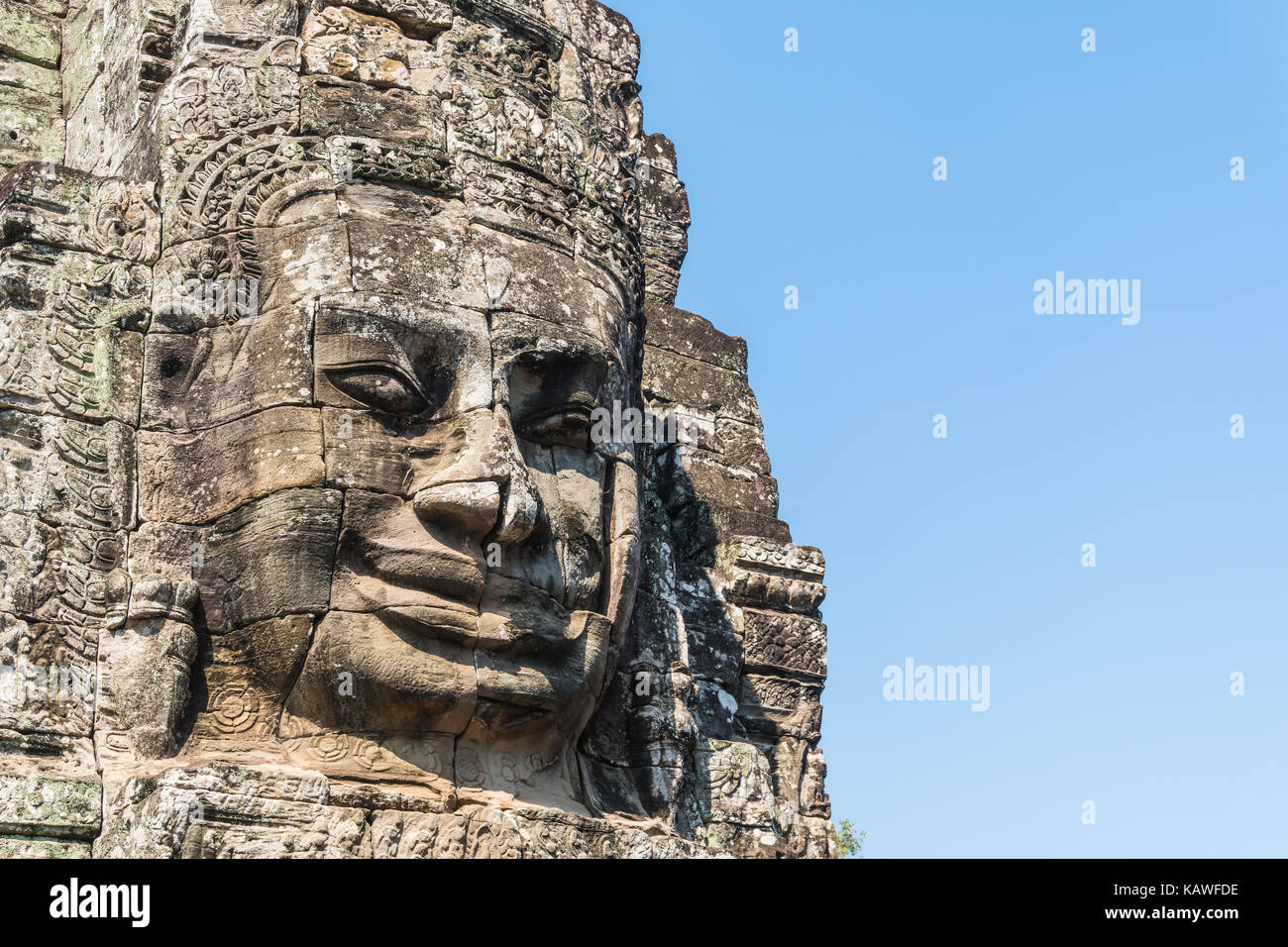 Smile face stone at bayon temple in angkor thom siem reap cambodia ...