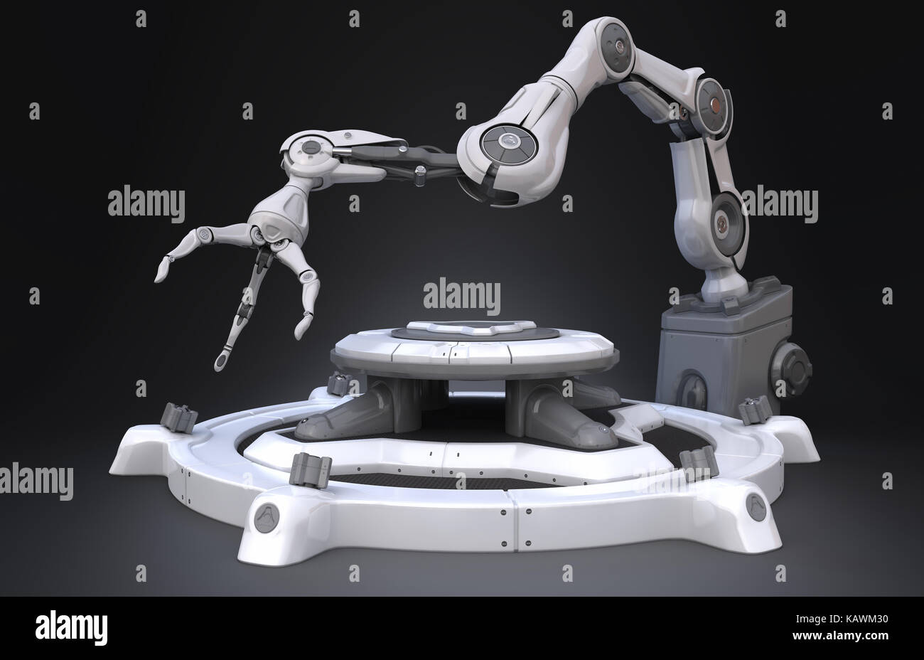 Sci-Fi Industrial robot arm.3D illustration Stock Photo - Alamy