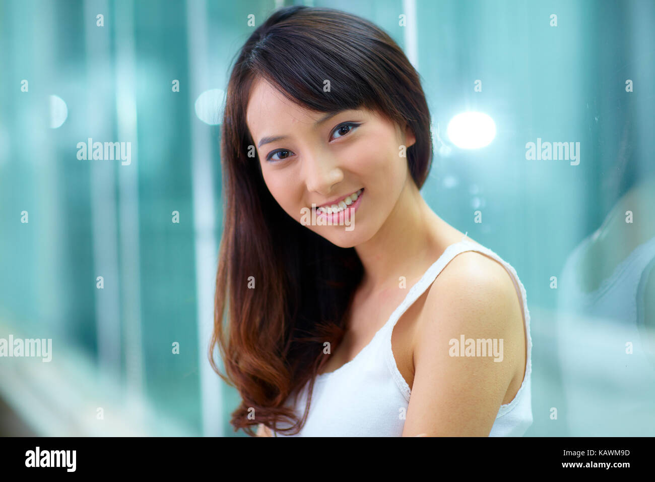 One beautiful Chinese woman smile at camera Stock Photo - Alamy