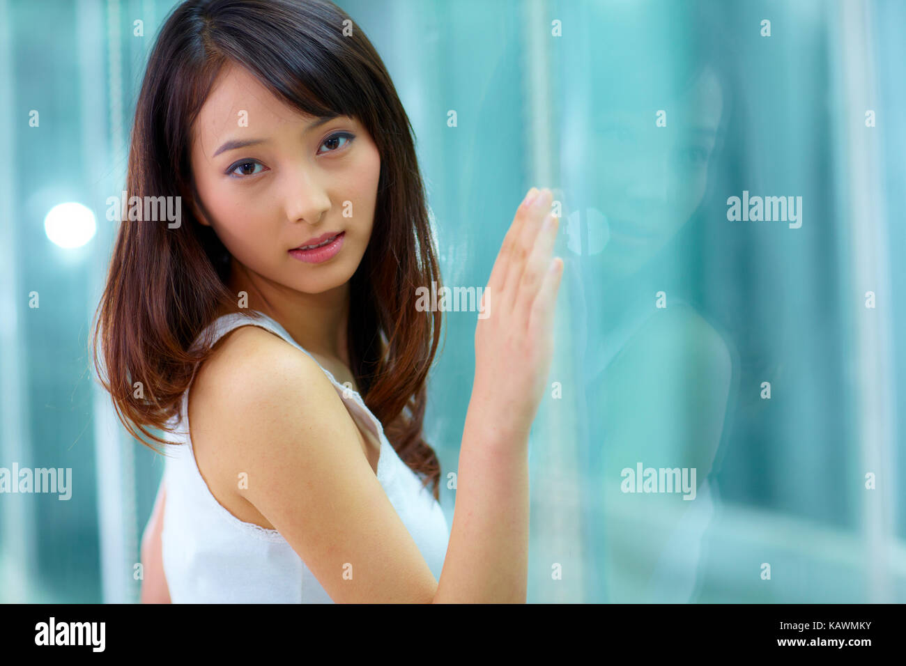 One beautiful Chinese woman smile at camera Stock Photo - Alamy
