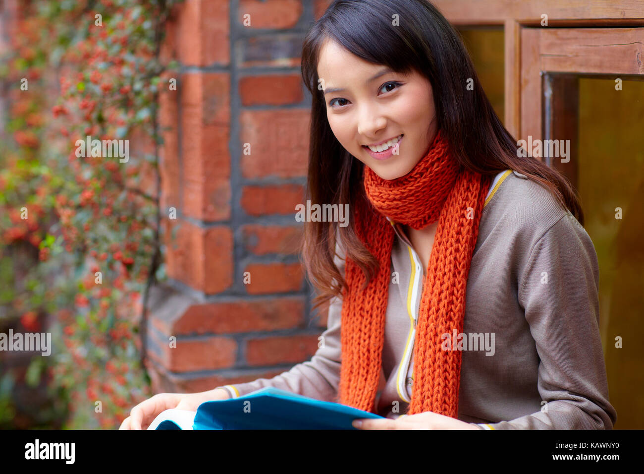 one beautiful young asian college student study in the campus Stock ...