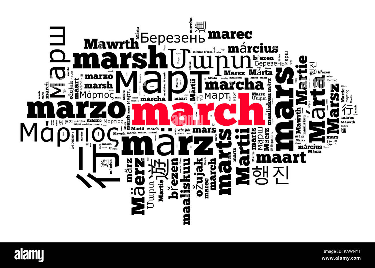 Word January in different languages word cloud concept Stock Photo - Alamy