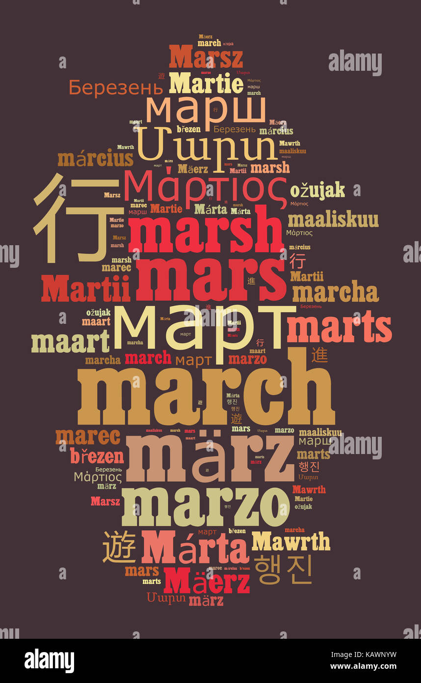 Word January in different languages word cloud concept Stock Photo - Alamy