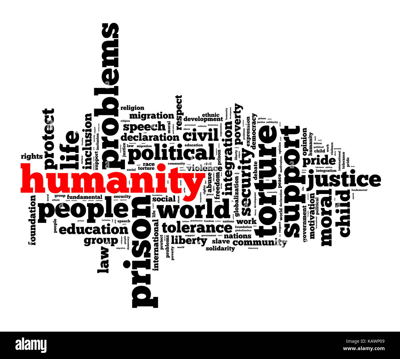 Humanity word cloud concept over white background Stock Photo - Alamy