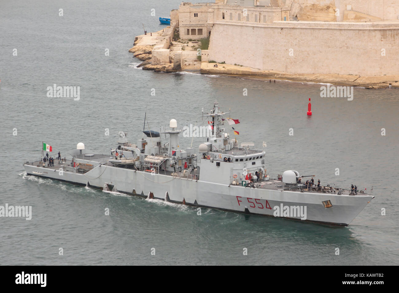 Italian Navy Minverve Class Corvette F554 Sfinge departs Malta Valetta ...