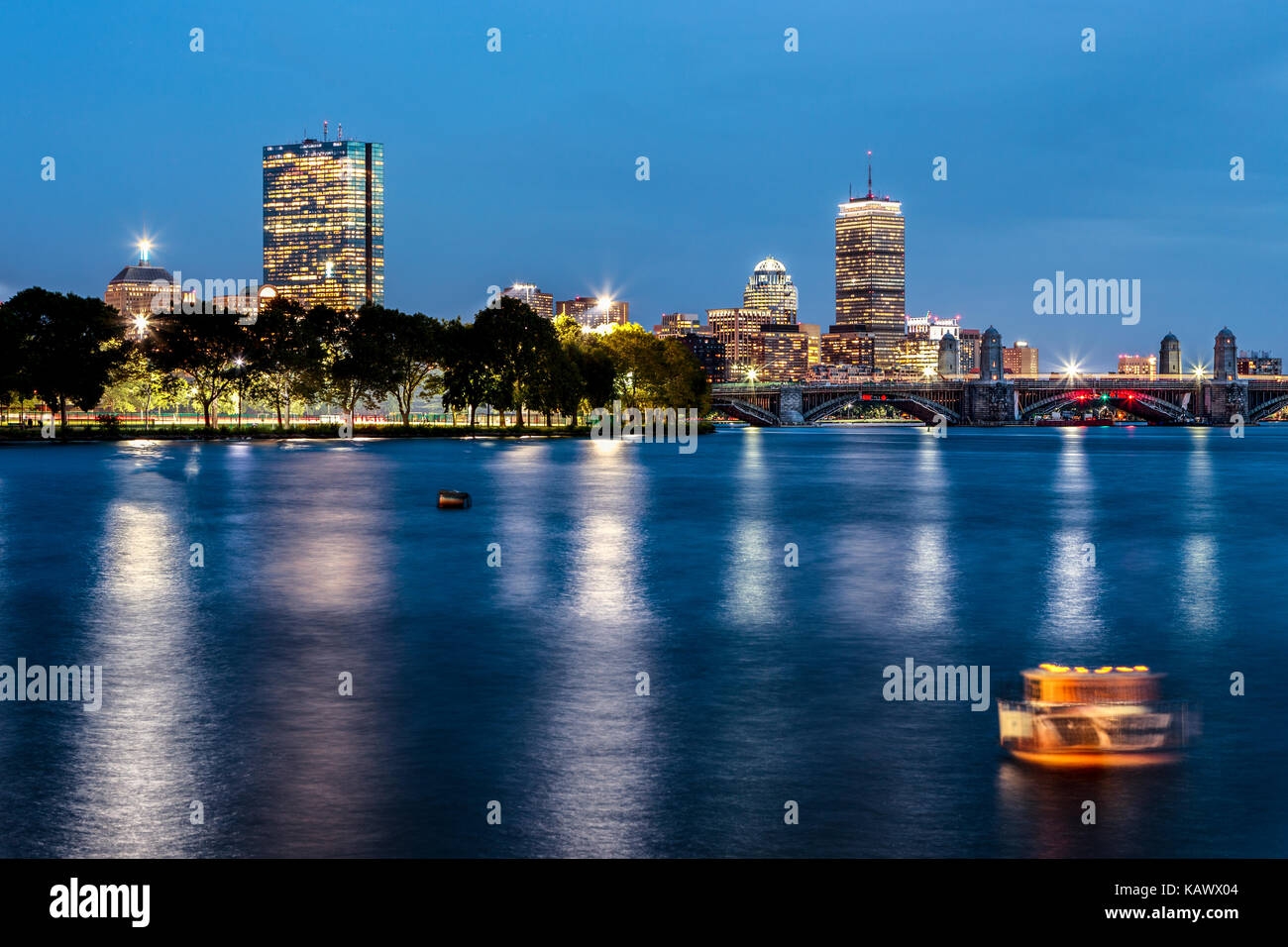 Charles River at Night Stock Photo - Alamy