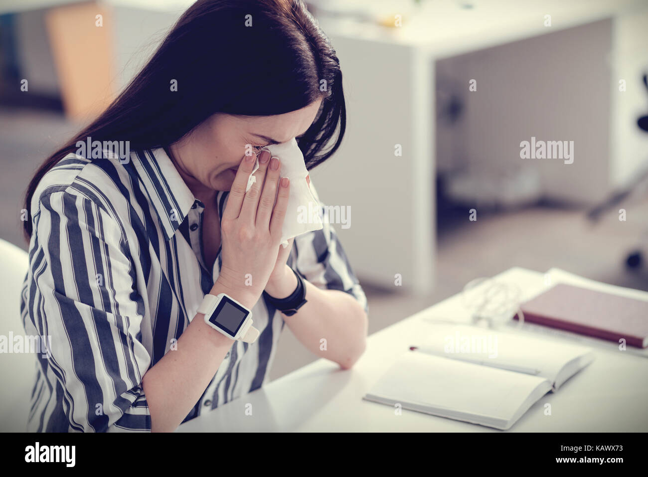 Nice ill woman having a cold Stock Photo - Alamy