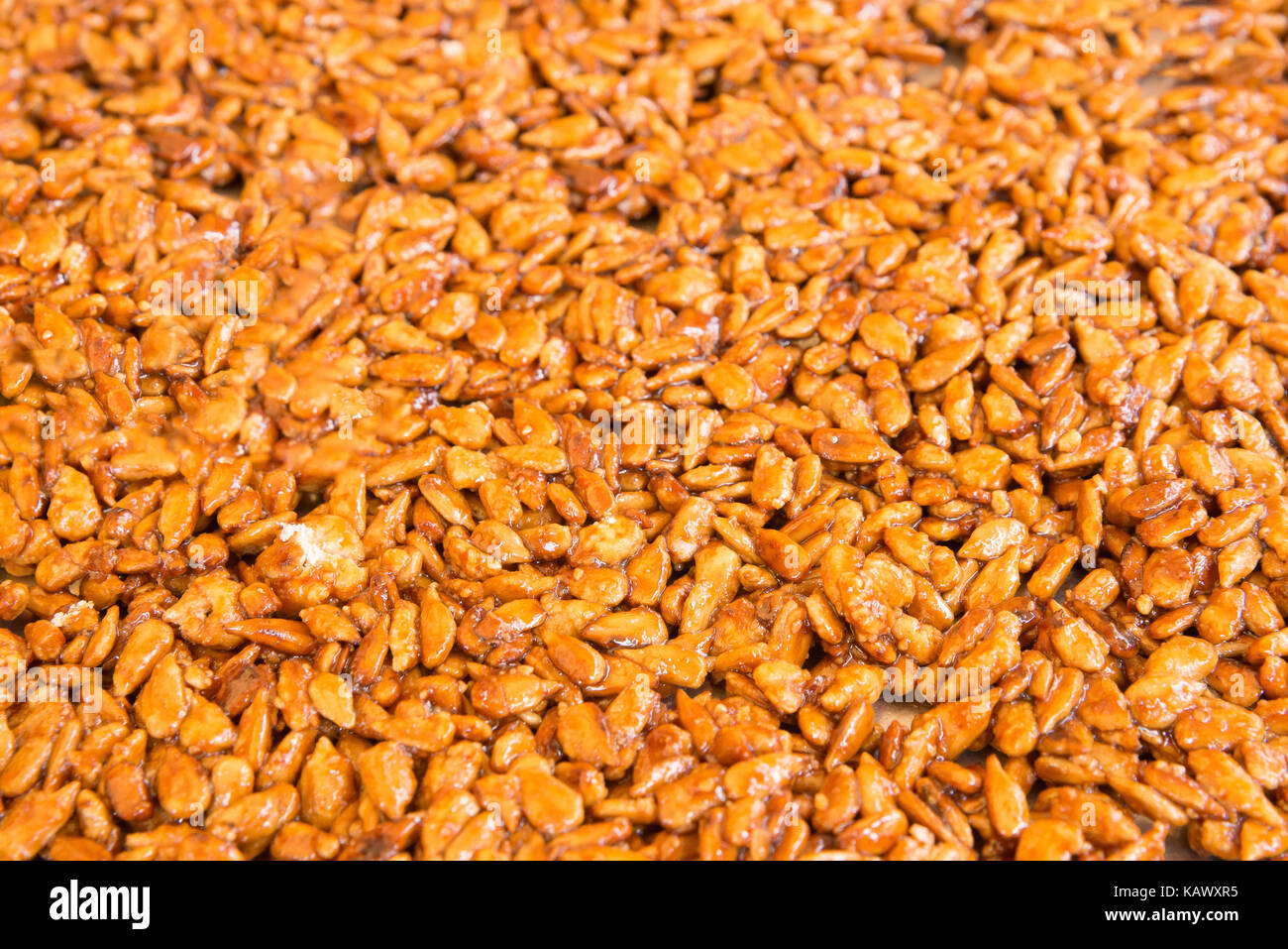 Delicious Sunflower seeds in sugar caramel closeup Stock Photo - Alamy