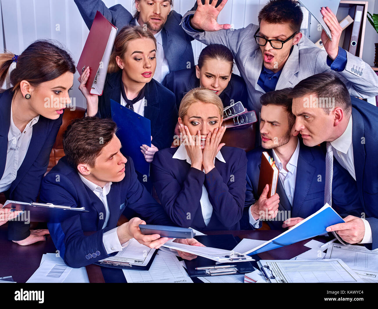 Business people office. Team people are unhappy with their leader Stock ...