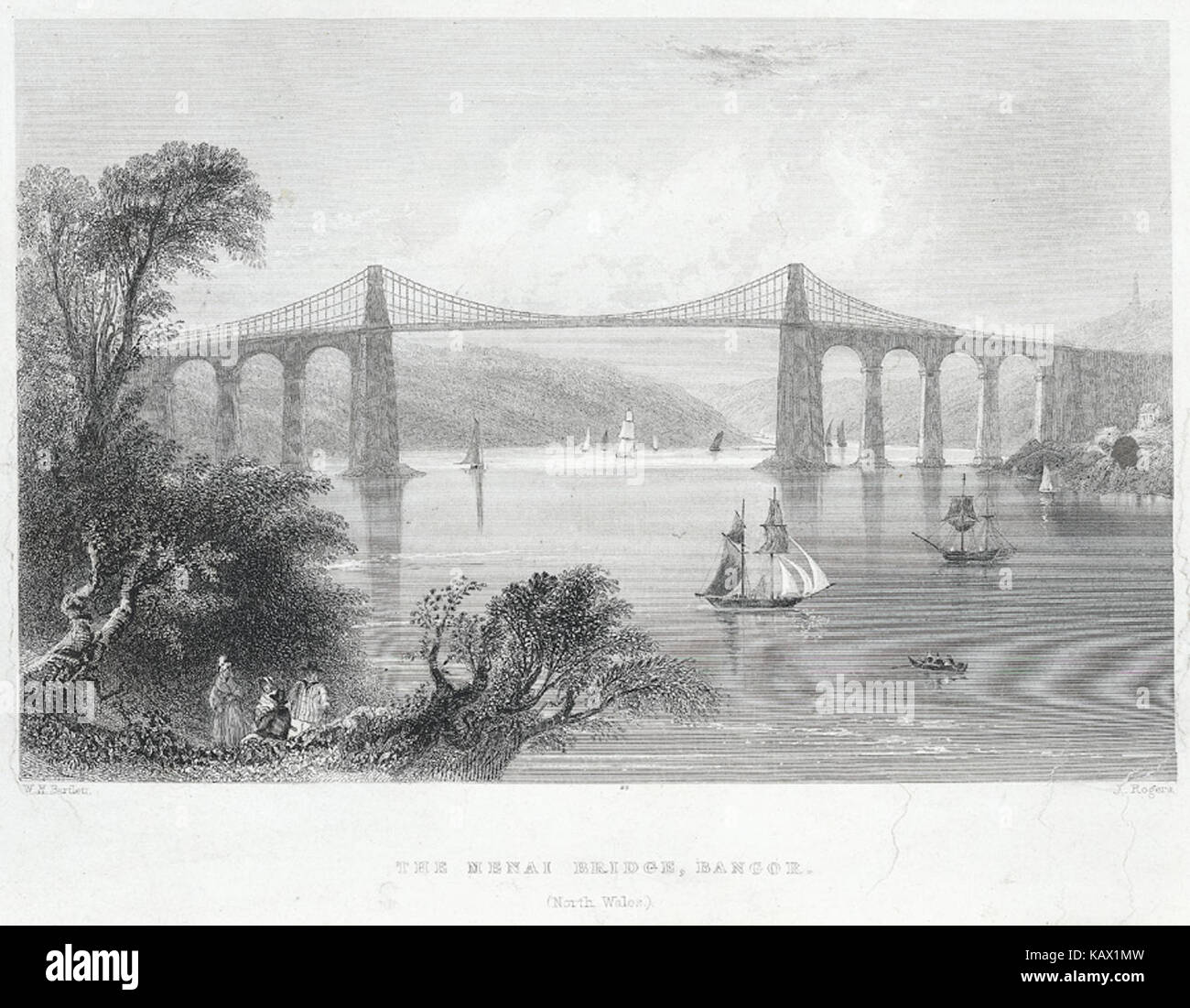 The Menai Bridge, Bangor north Wales Stock Photo - Alamy