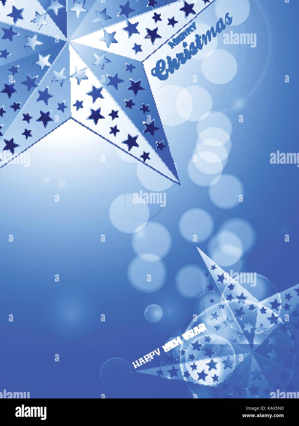 3D Illustration of Glowing Blue Festive Background with Stars and ...