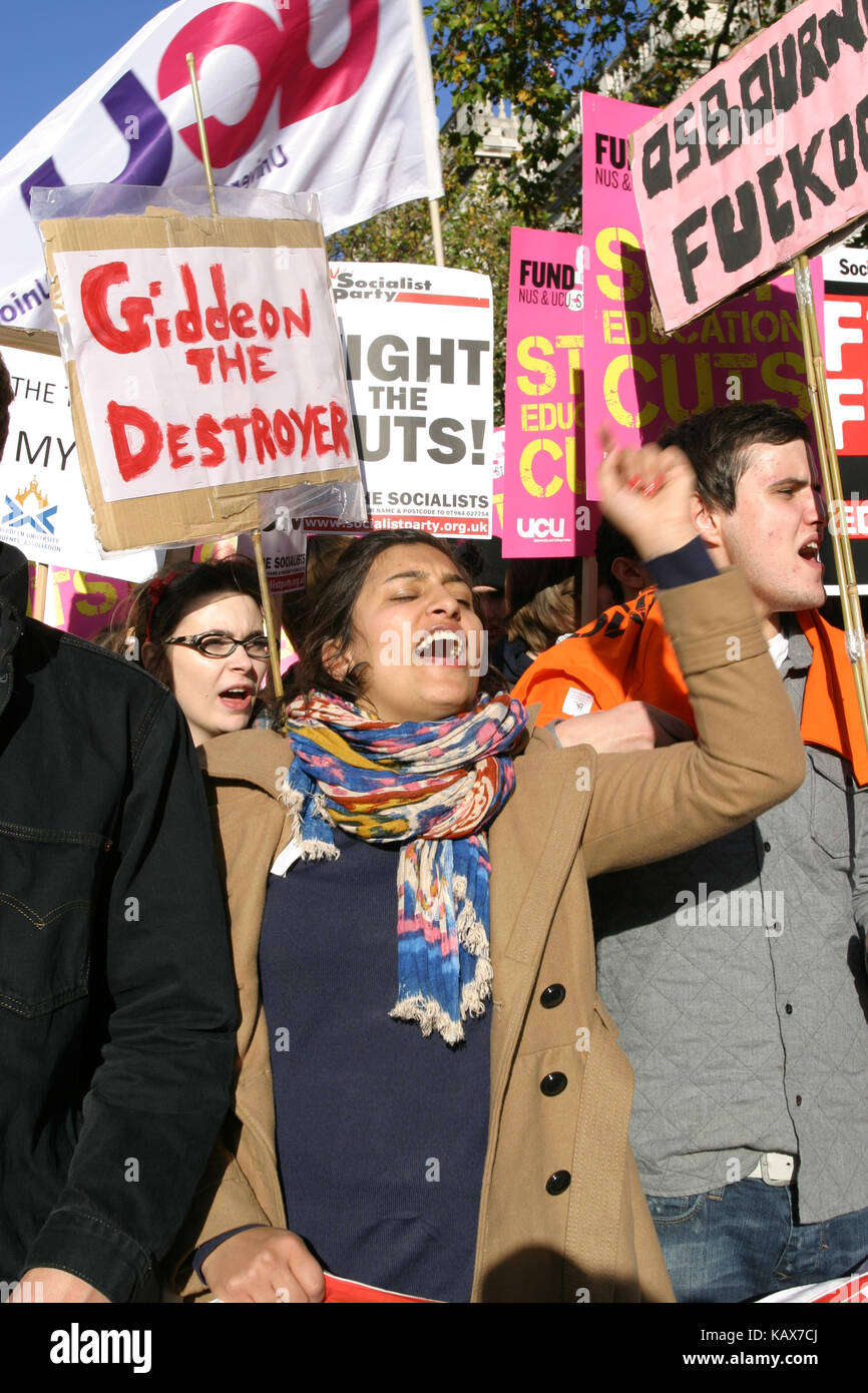 Student demo against cuts. Central London, UK 24/10/10 Stock Photo - Alamy