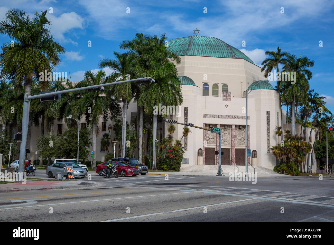 Miami Beach, Florida. Temple Emanu-El, South Beach Stock Photo - Alamy
