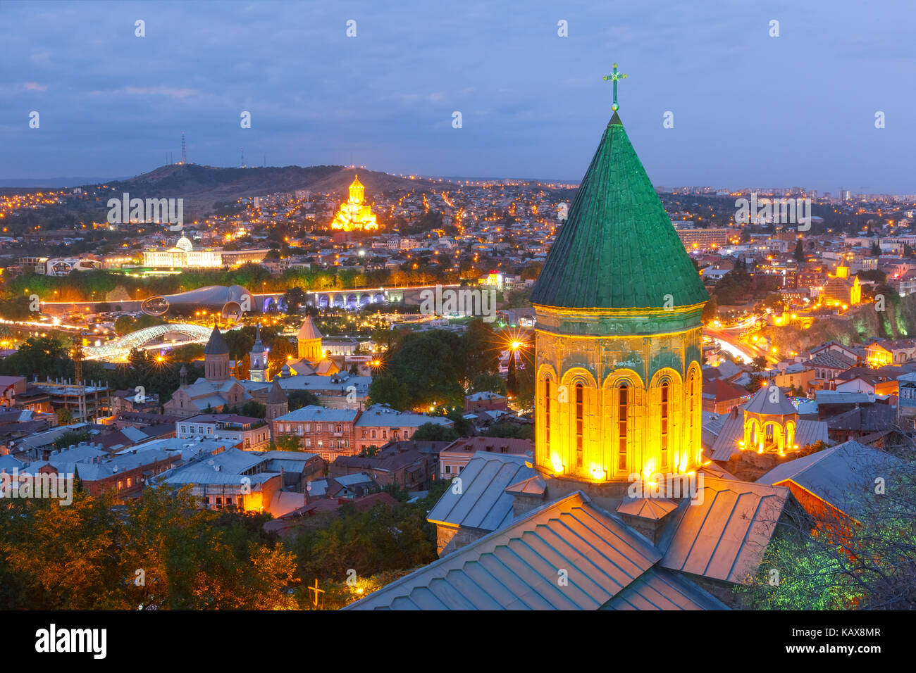 Night aerial view of Old Town, Tbilisi, Georgia Stock Photo - Alamy