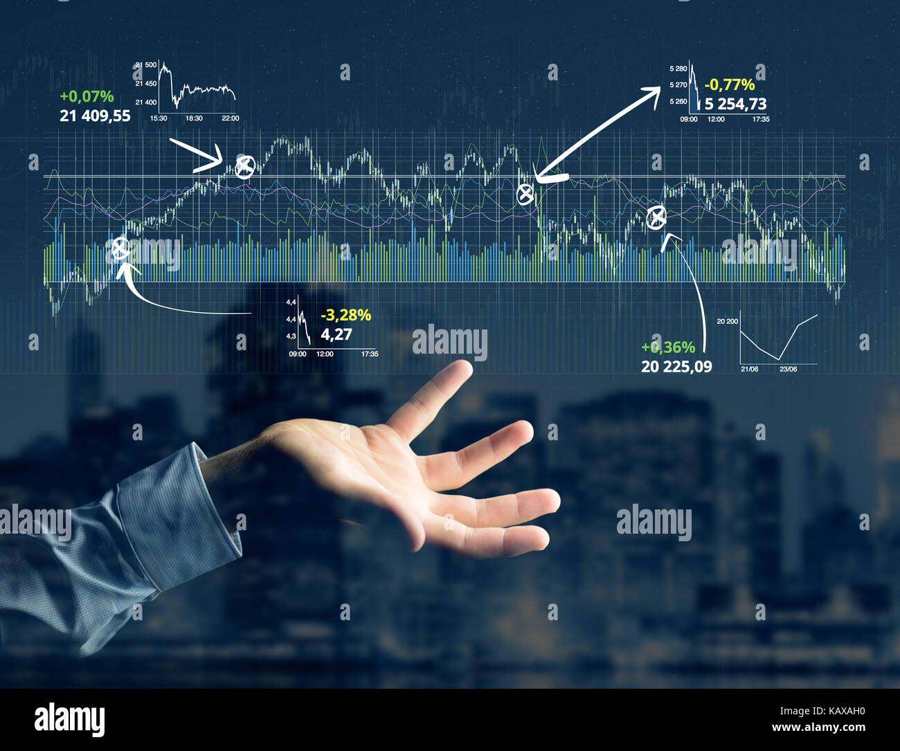 View of a Trading forex data information displayed on a stock exchange ...