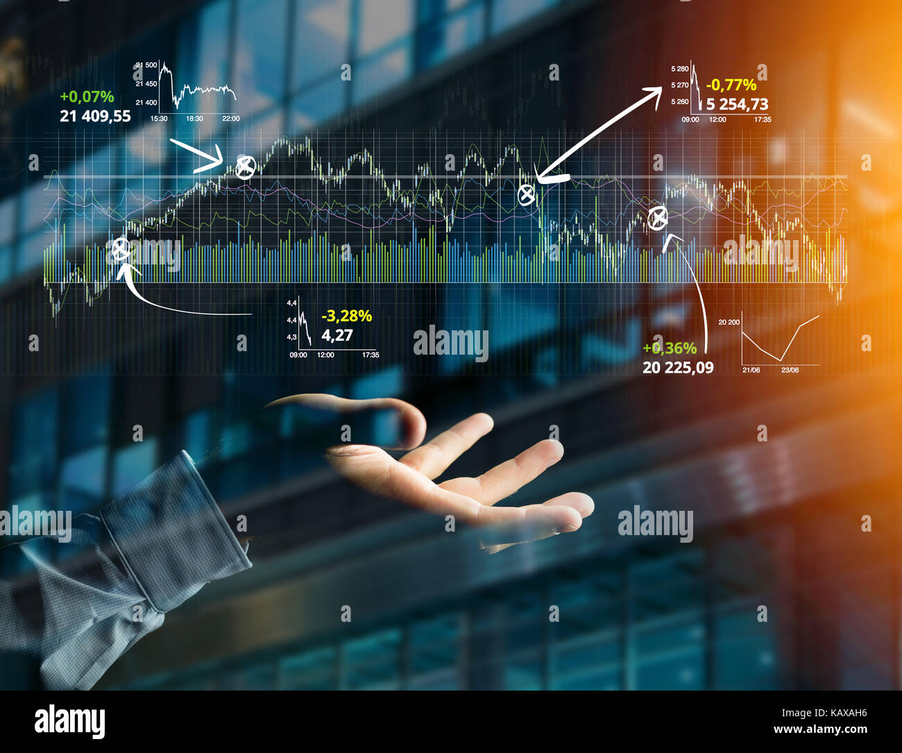 View of a Trading forex data information displayed on a stock exchange ...