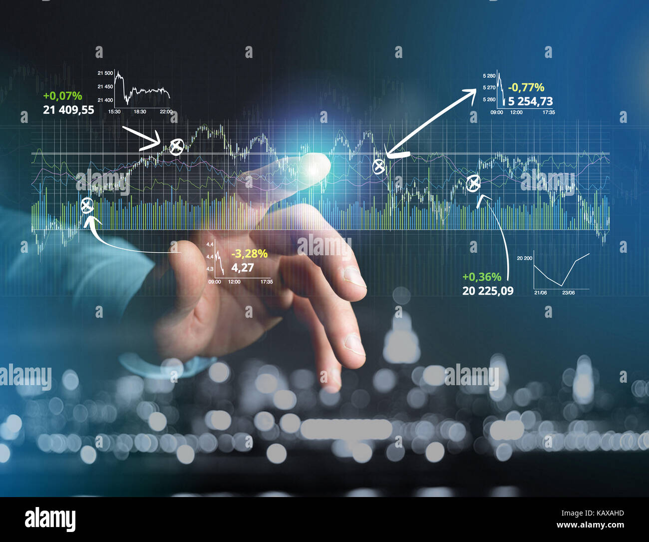 View of a Trading forex data information displayed on a stock exchange ...