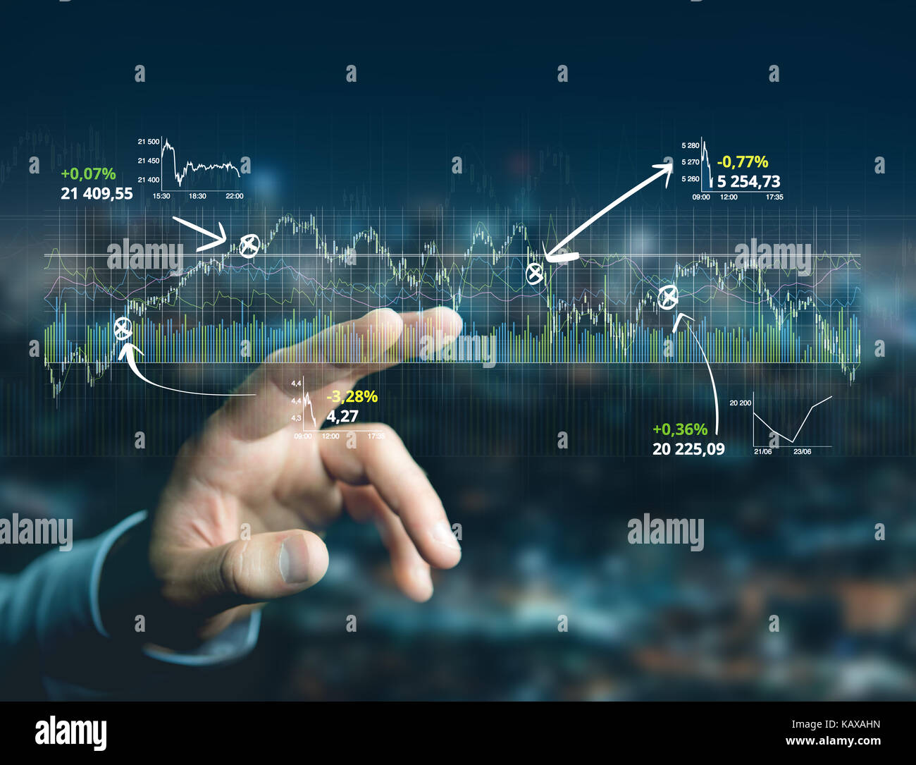 View of a Trading forex data information displayed on a stock exchange ...