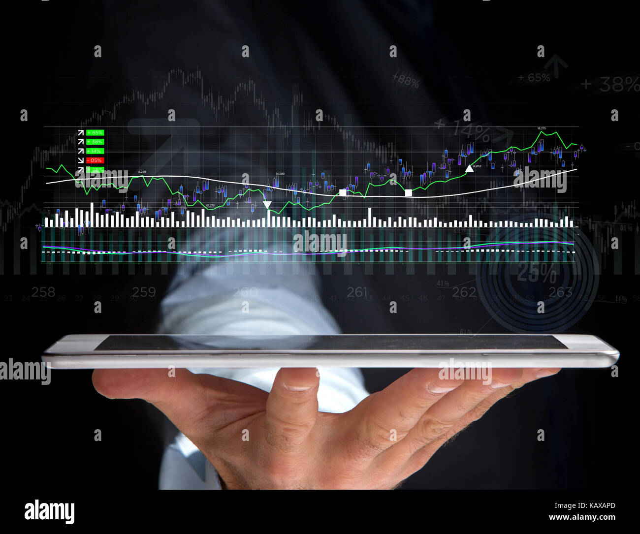 View of a Trading forex data information displayed on a stock exchange ...