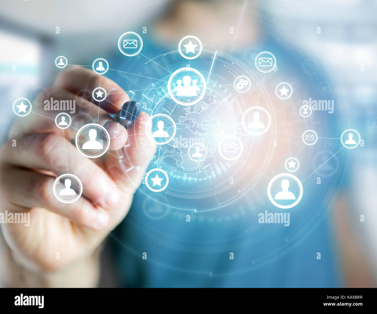 View of a international network displayed on a futuristic interface ...