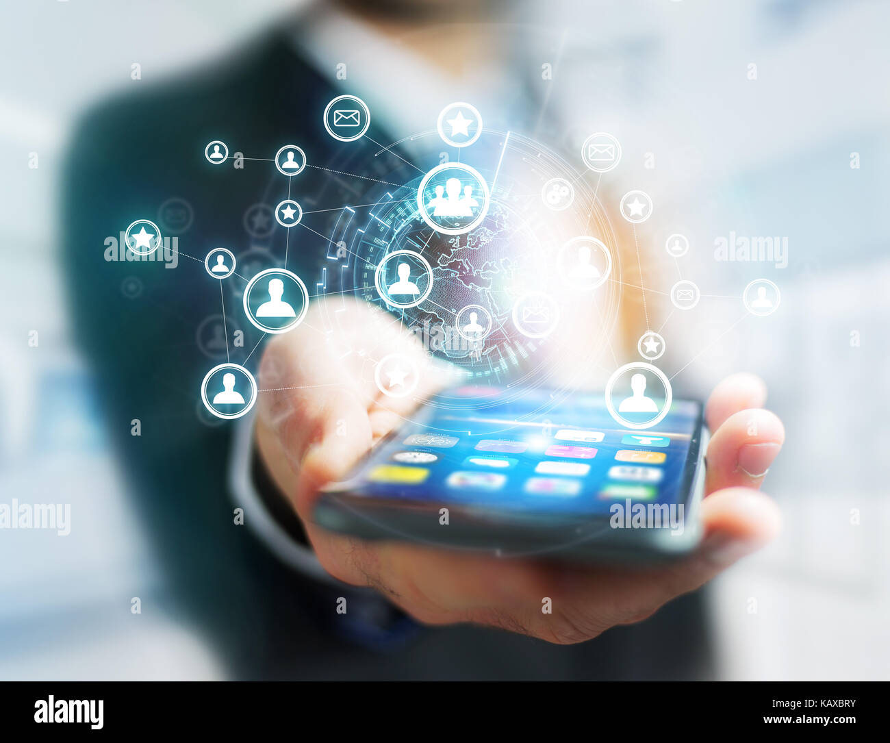 View of a international network displayed on a futuristic interface ...