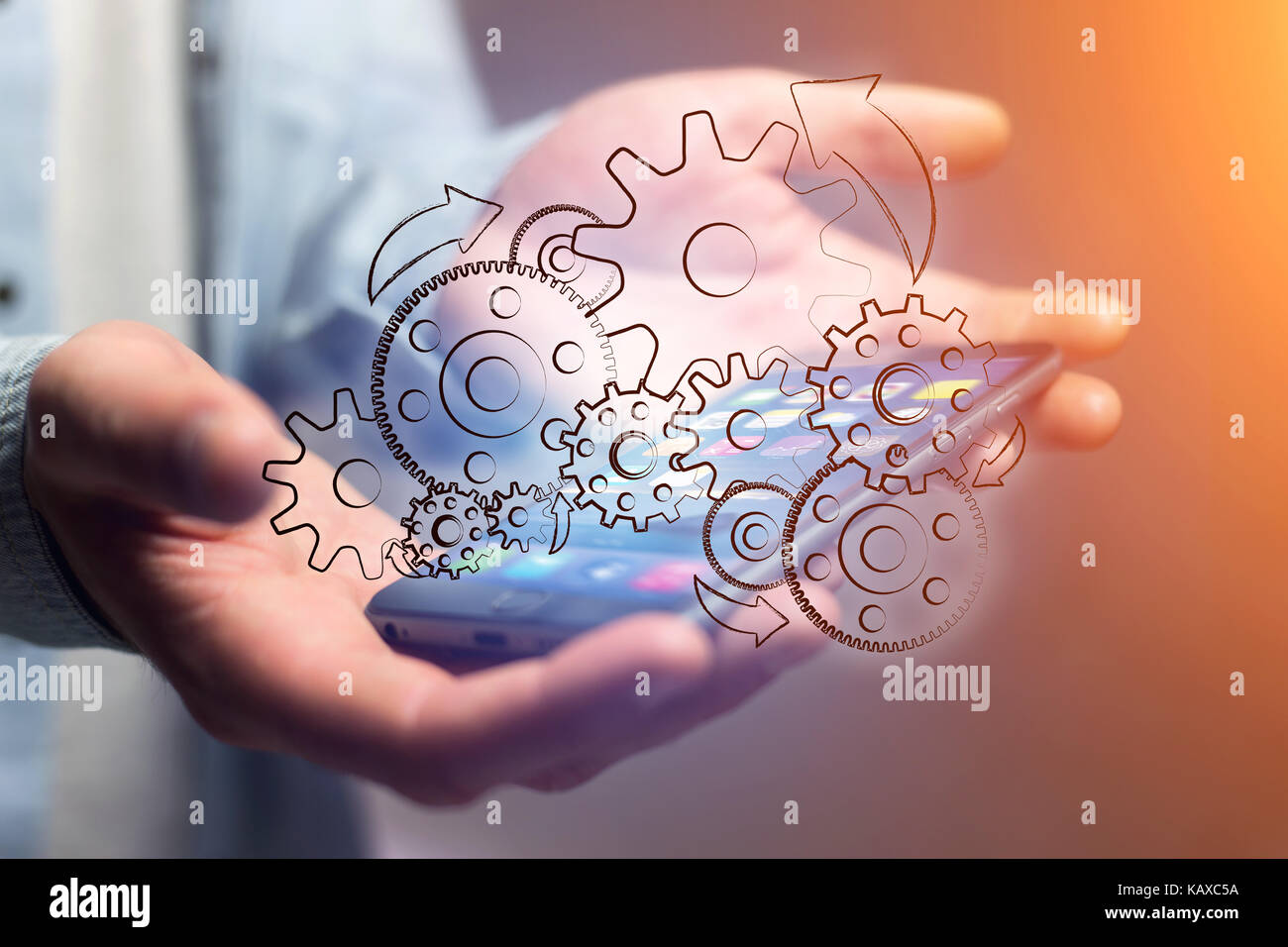 Concept view of setting a technology interface with cogwheel - Gear ...