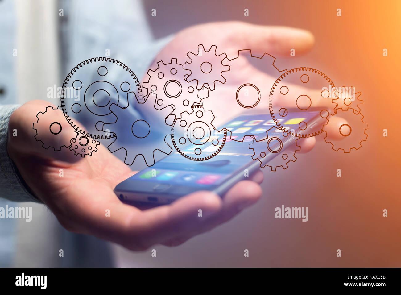 Concept view of setting a technology interface with cogwheel - Gear ...