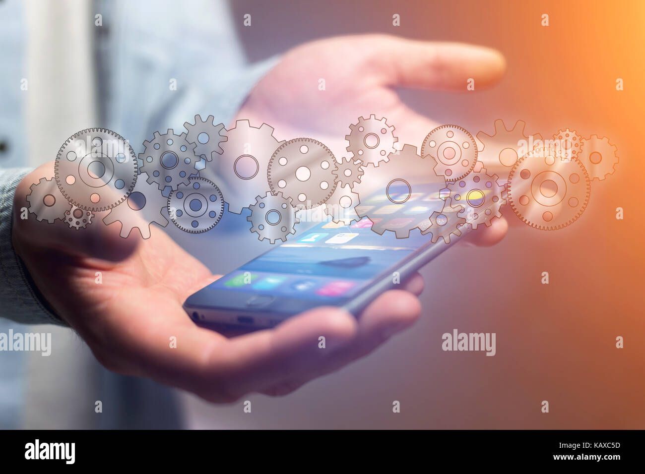 Concept view of setting a technology interface with cogwheel - Gear ...