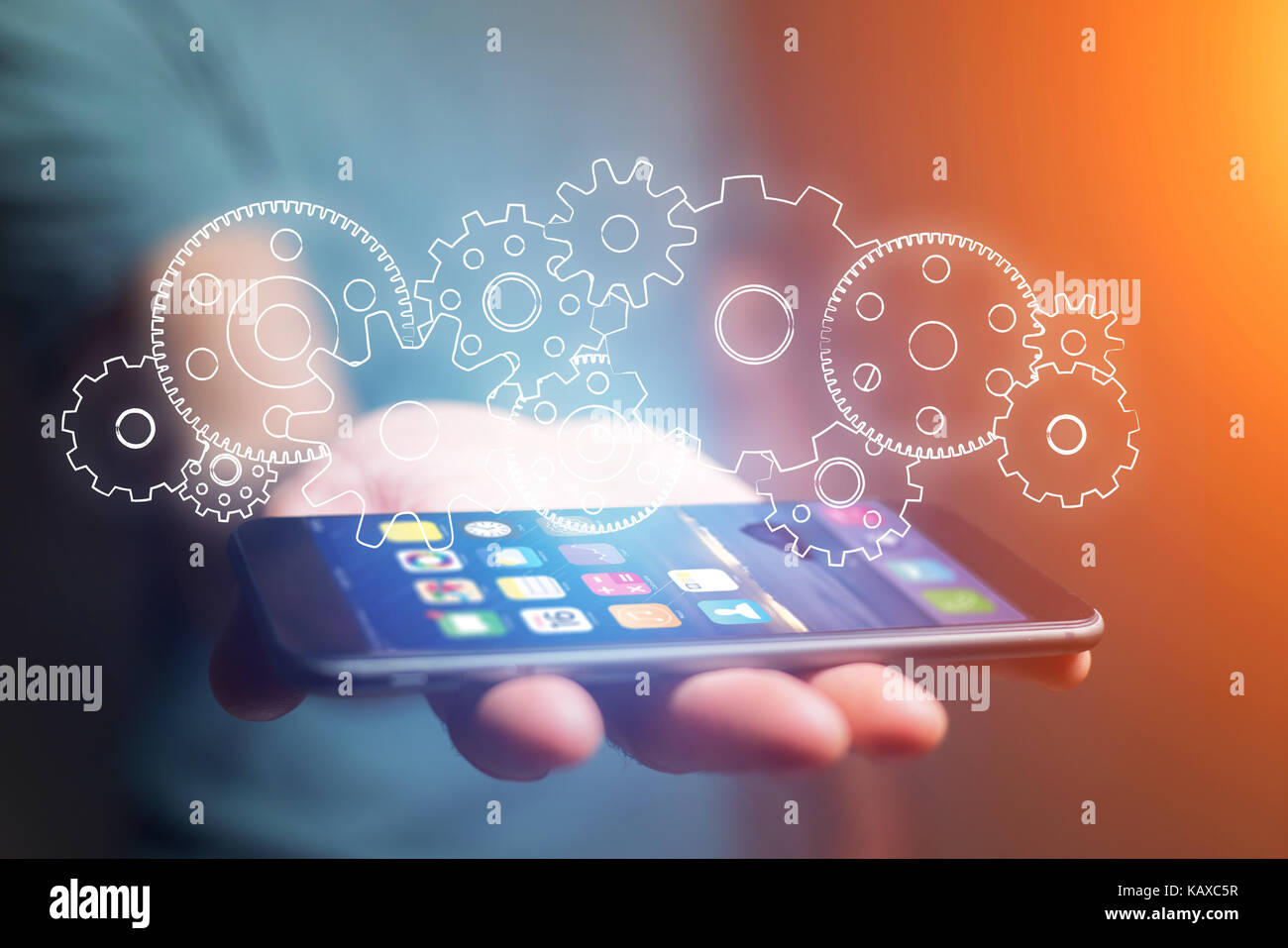 Concept view of setting a technology interface with cogwheel - Gear ...