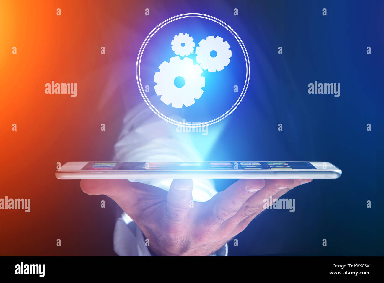 Concept view of setting a technology interface with cogwheel - Gear ...