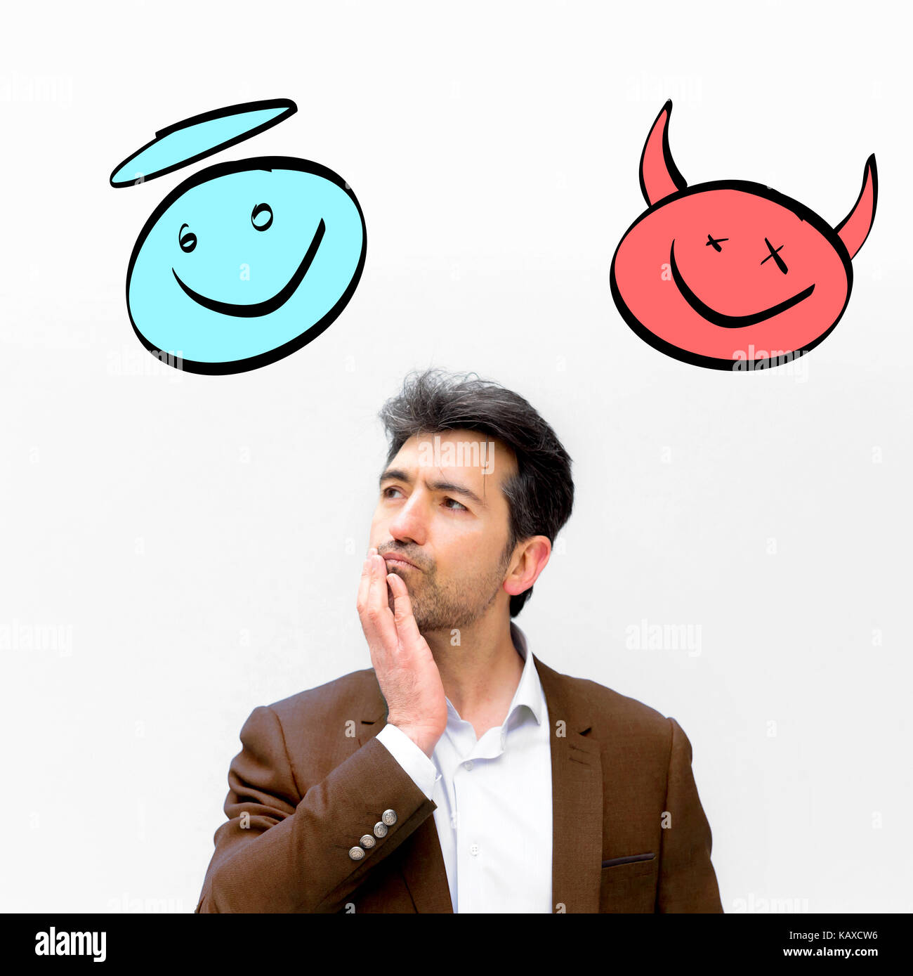 Portrait view of a businessman who has difficult choices to make ...