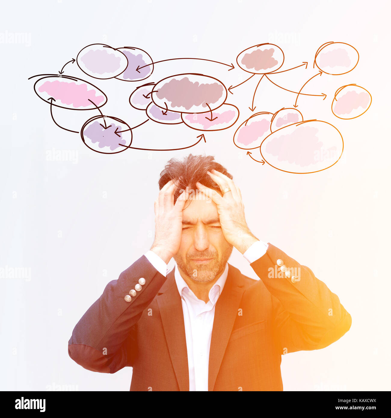 Portrait view of an attractive dubious business man with business ...