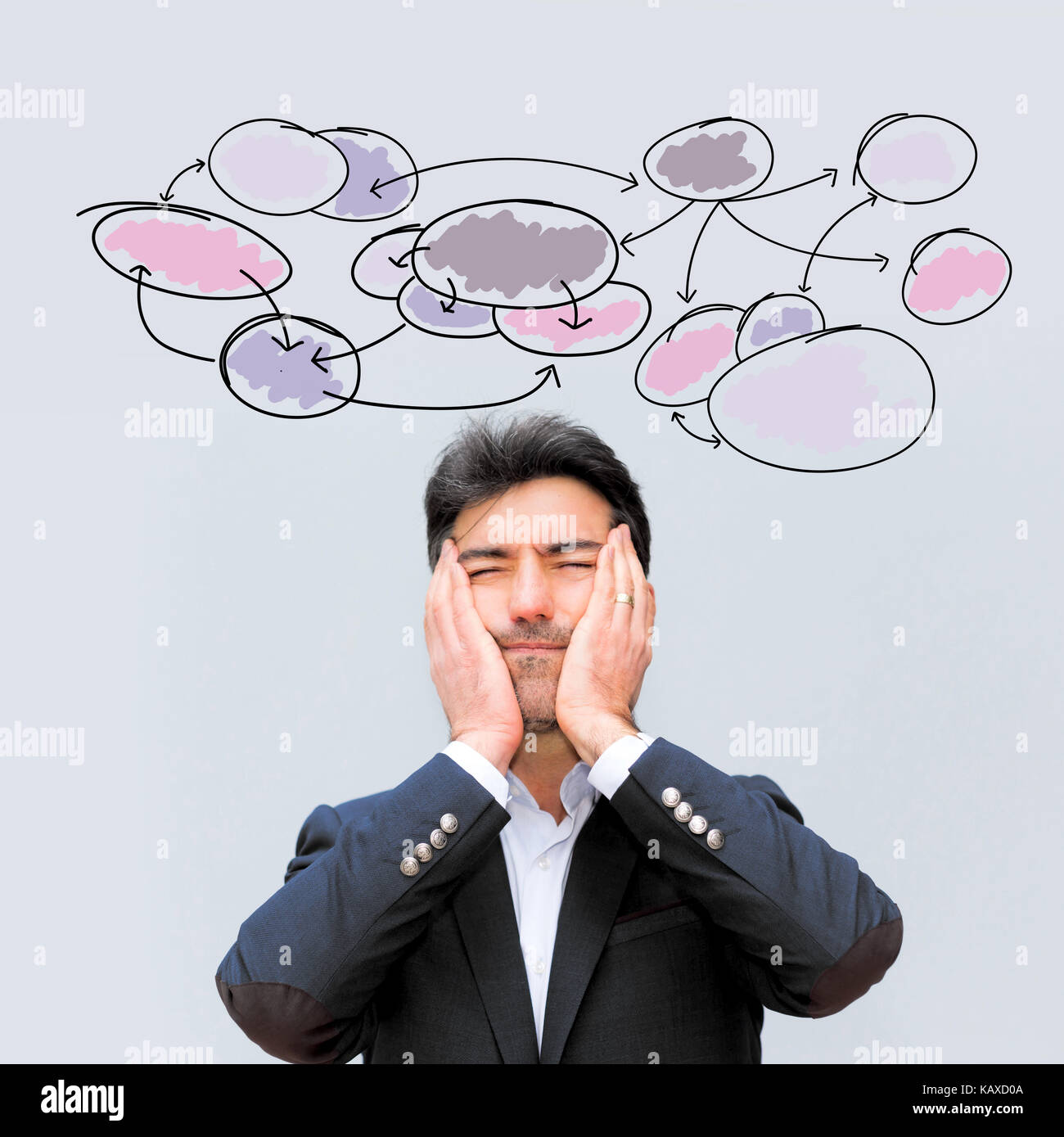 Portrait view of an attractive dubious business man with business ...