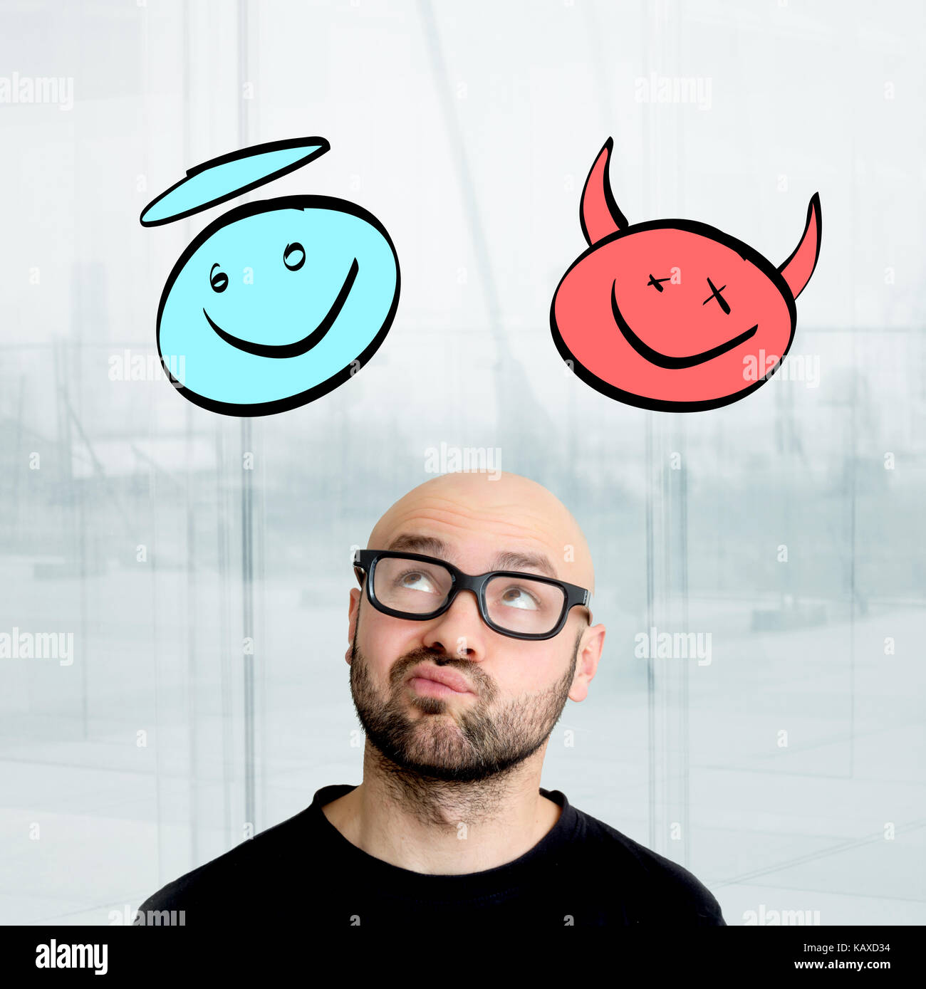 Portrait view of a businessman who has difficult choices to make ...