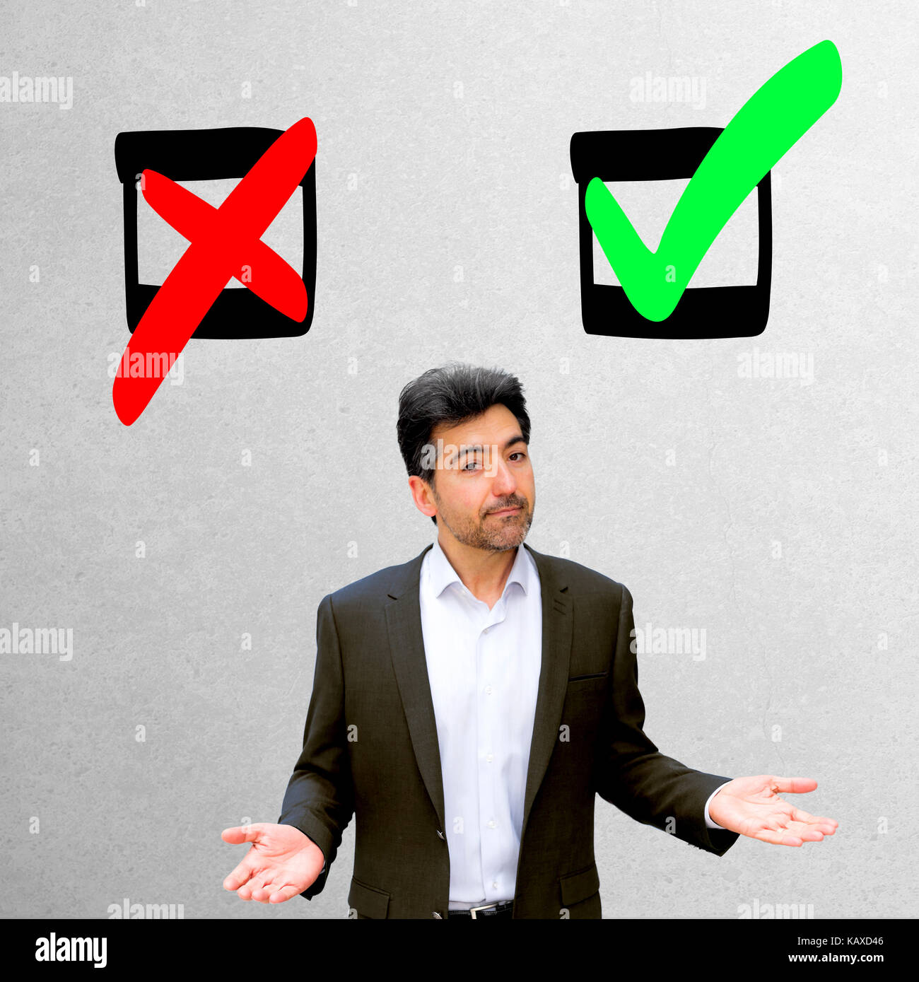 Portrait view of a businessman who has difficult choices to make ...