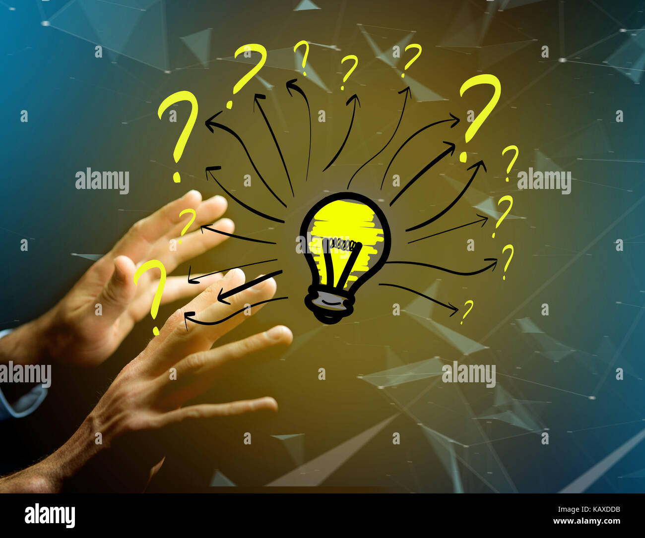 View of a Innovation bulb lamp turned on displayed on a futuristic ...