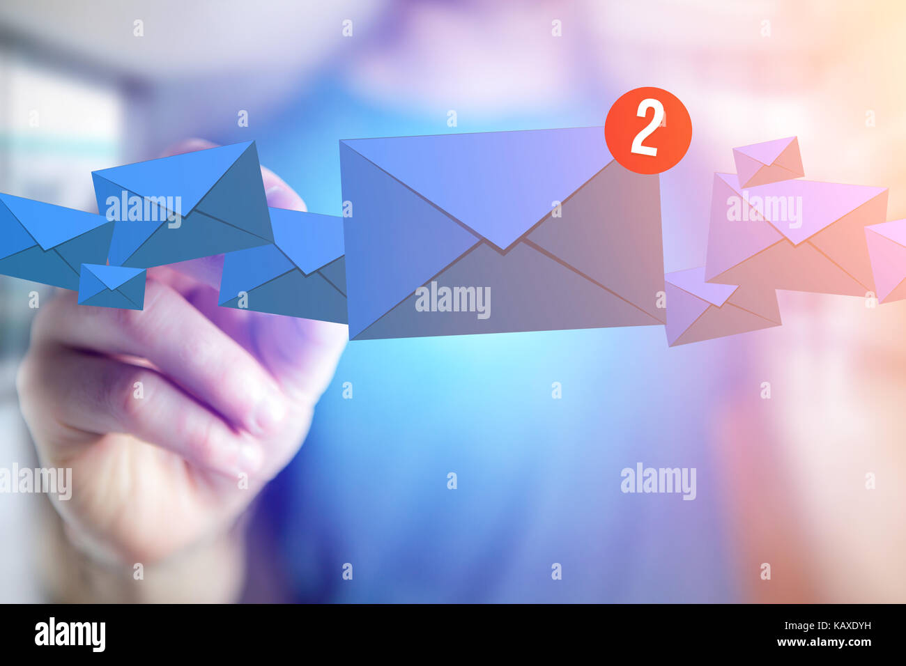 View of a Man drawing on a Social network message - technology ...