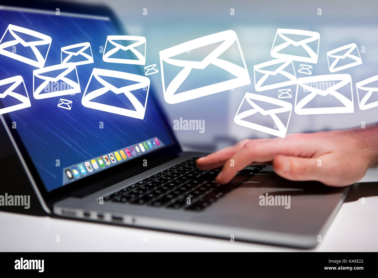 View of a Group of email icon displayed on a futuristic interface ...
