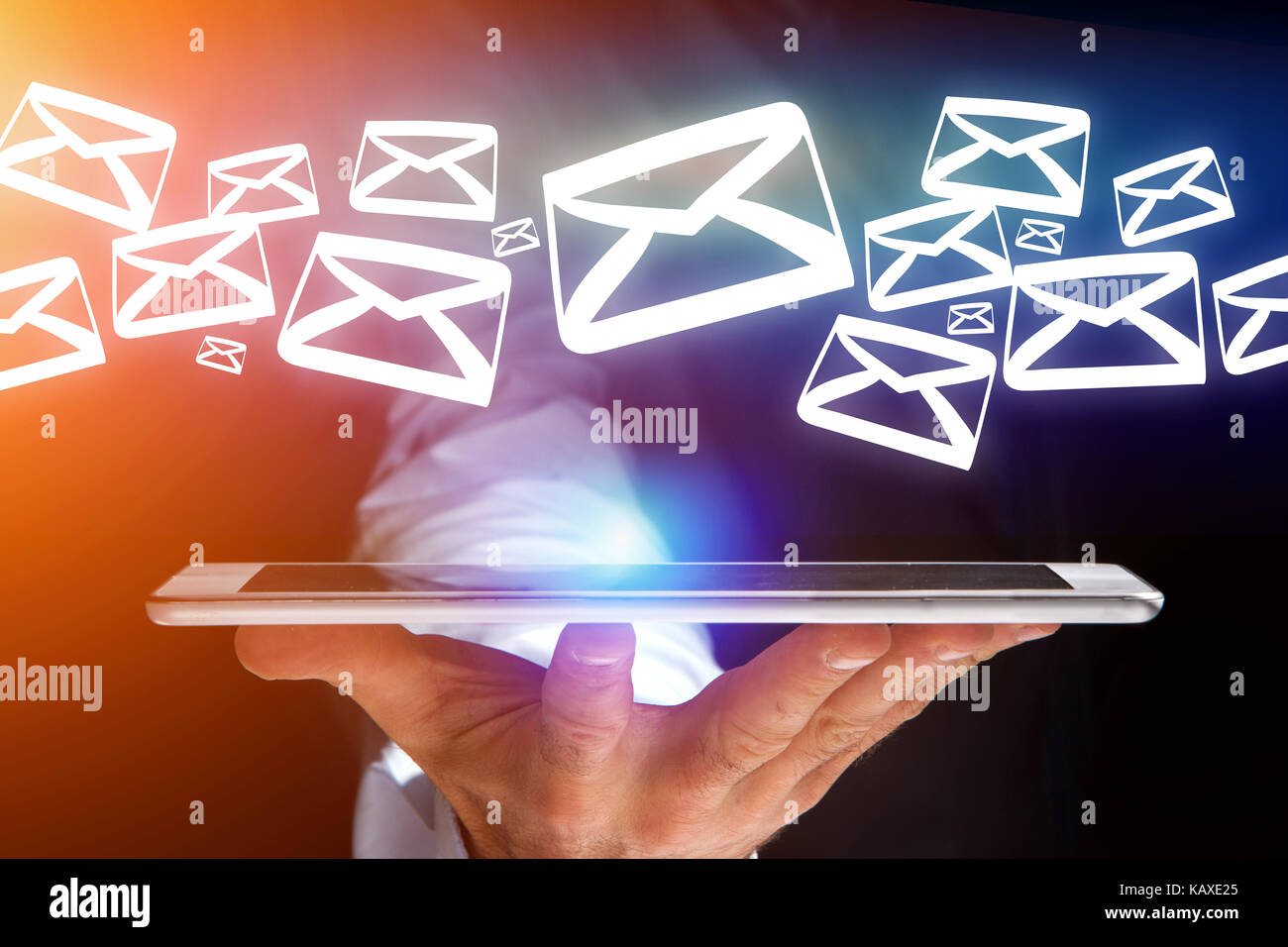 View of a Group of email icon displayed on a futuristic interface ...