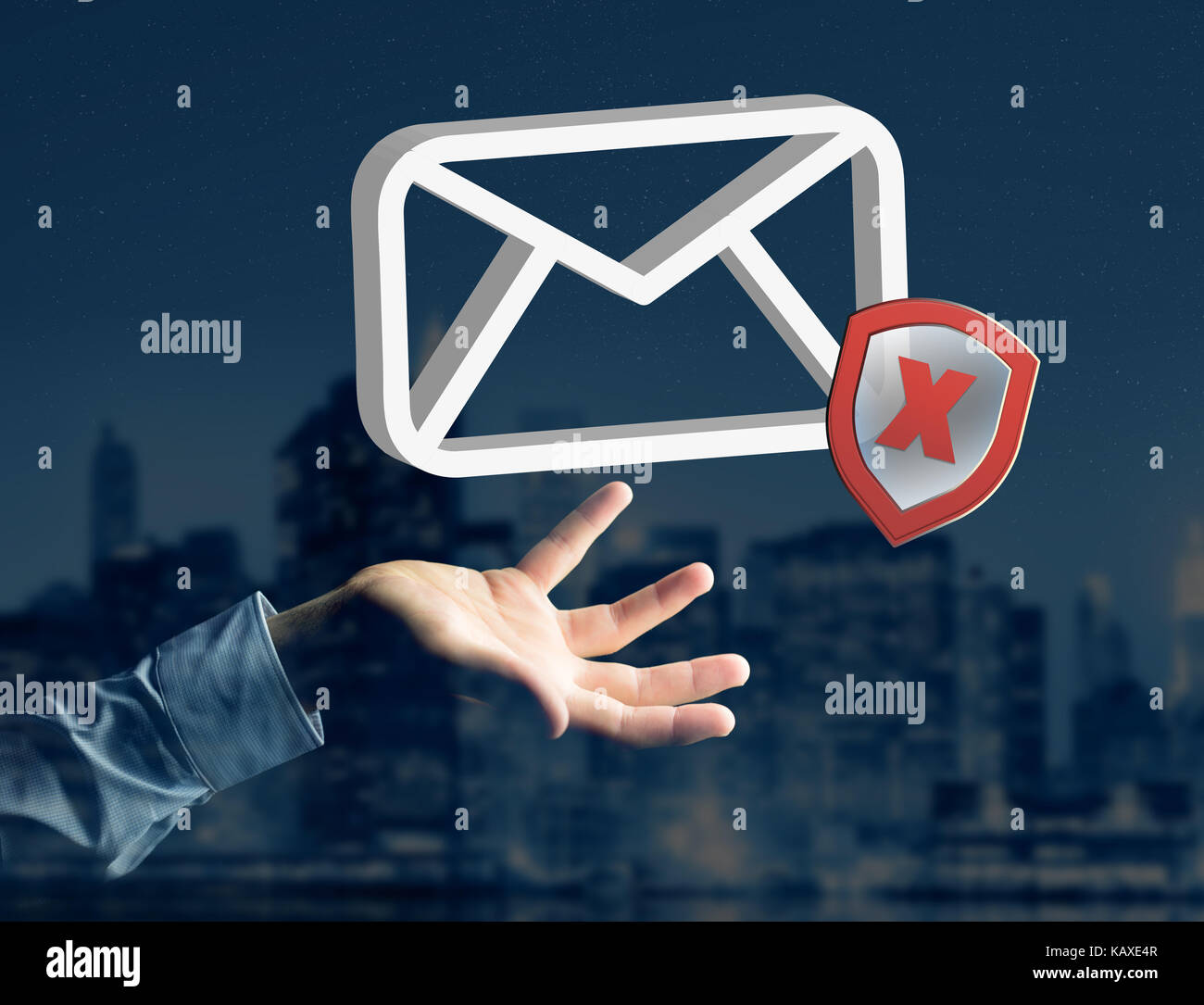View of a Spam message Email symbol displayed on a futuristic interface ...
