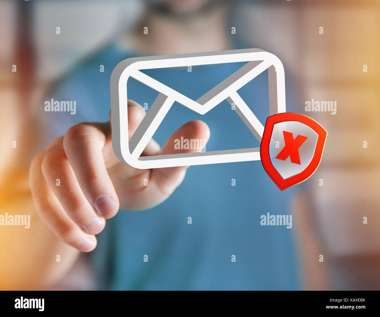 View of a Spam message Email symbol displayed on a futuristic interface ...