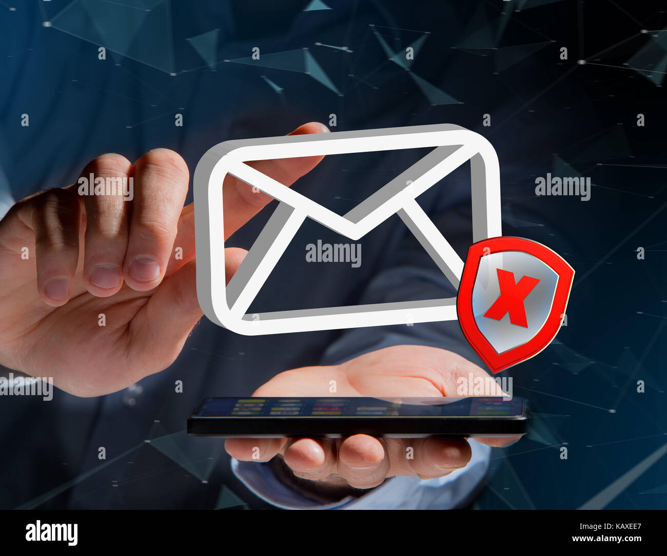 View of a Spam message Email symbol displayed on a futuristic interface ...