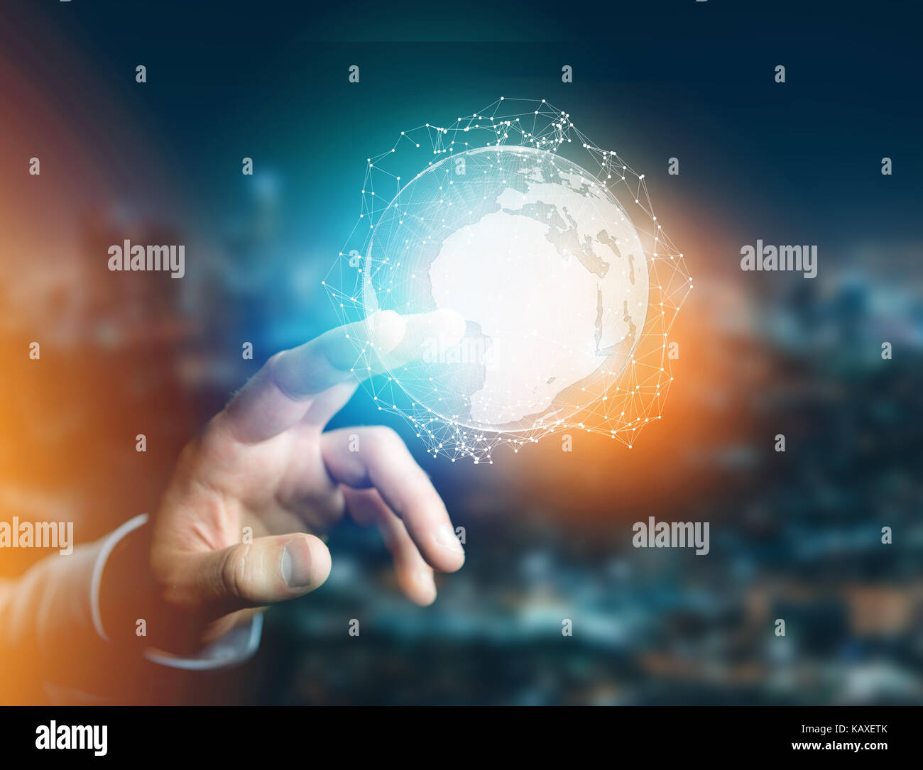 View of an International network displayed on a futuristic interface ...