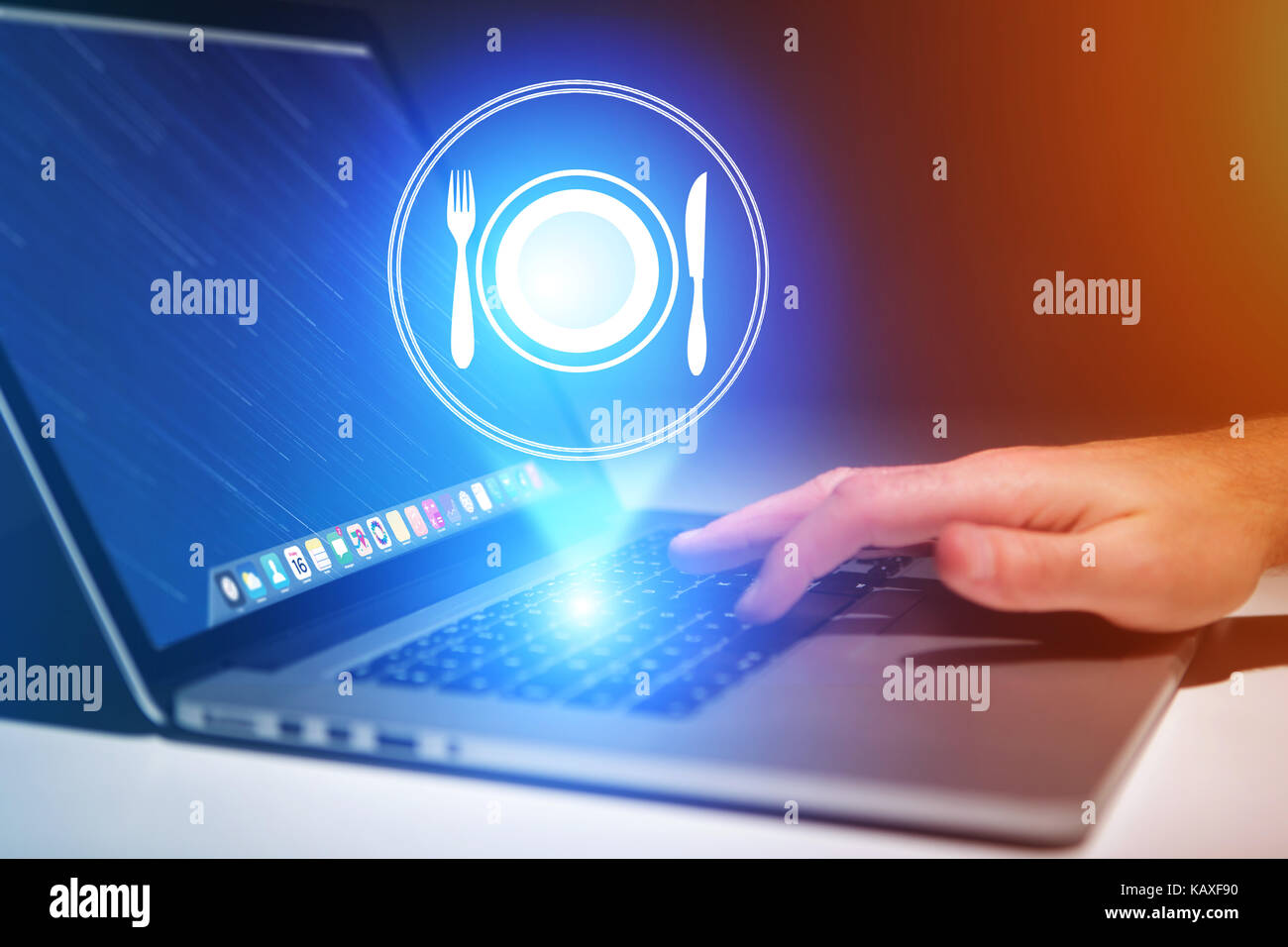 Concept view of ordering online food with internet application ...