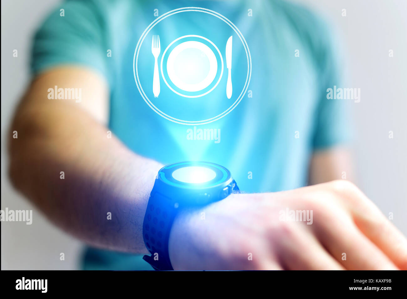 Concept view of ordering online food with internet application ...