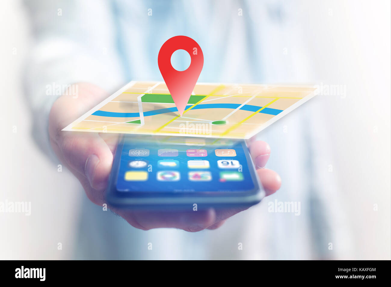 Vuiew of a Concept of geographical localization on a map with a ...