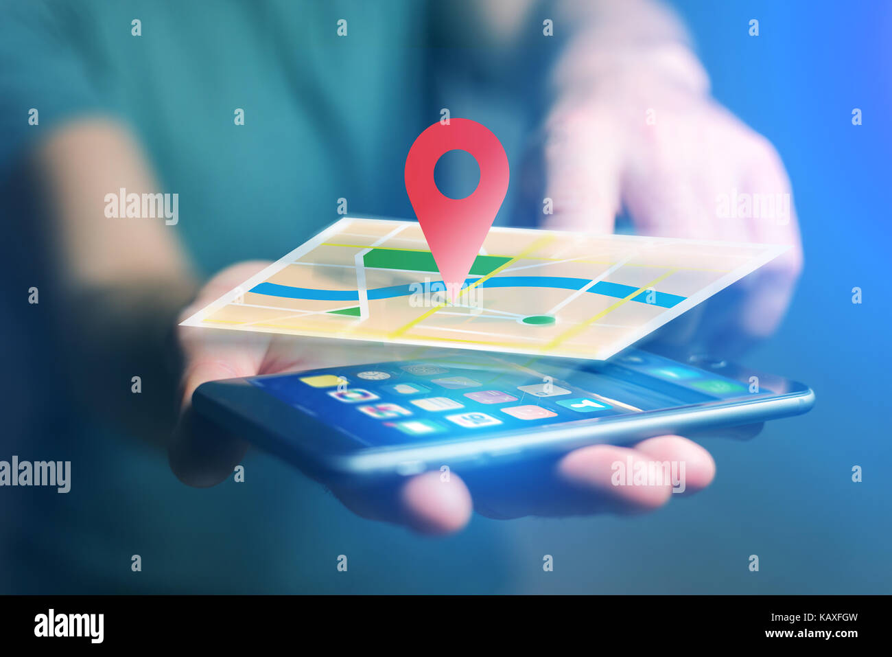 Vuiew of a Concept of geographical localization on a map with a ...