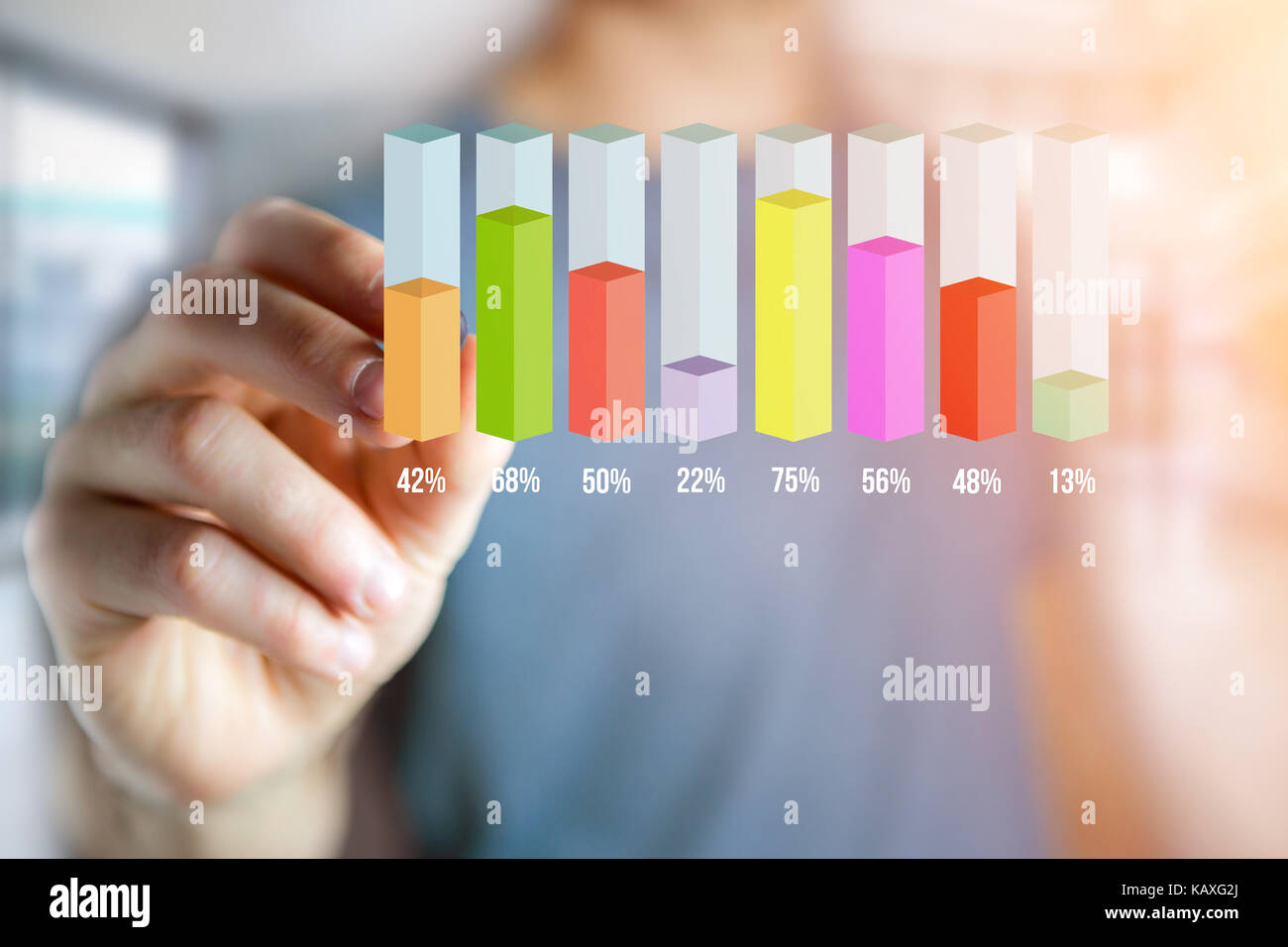 View of a Colorfull survey stick graph interface with percentage over a ...