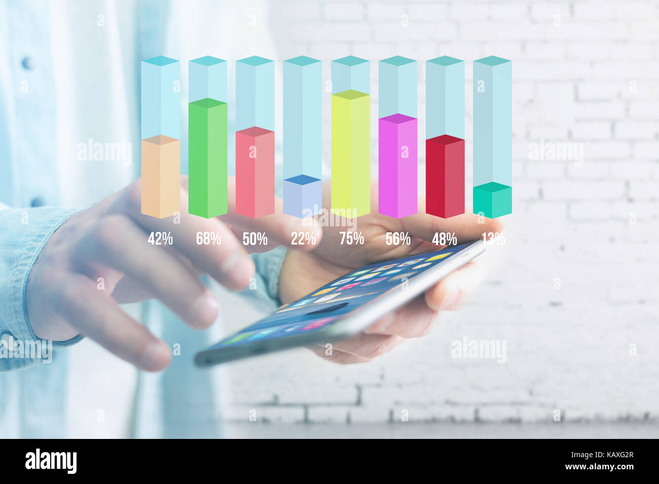 View of a Colorfull survey stick graph interface with percentage over a ...